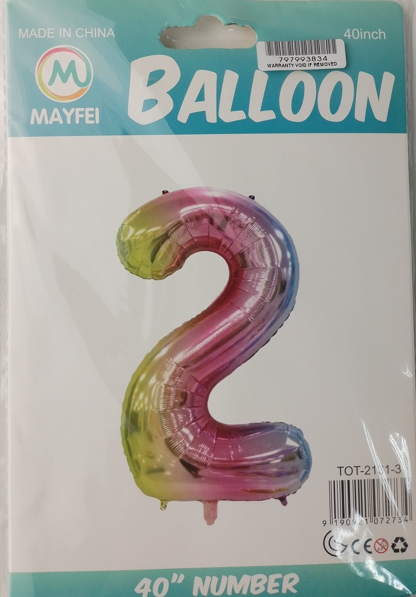 Casey 102cm Rainbow Balloon Number 2 – Proximate Infotech